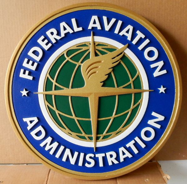 federal government round seals carved wood wall plaques