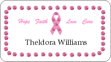 BREAST CANCER AWARENESS BLING NAME BADGES with RHINESTONES