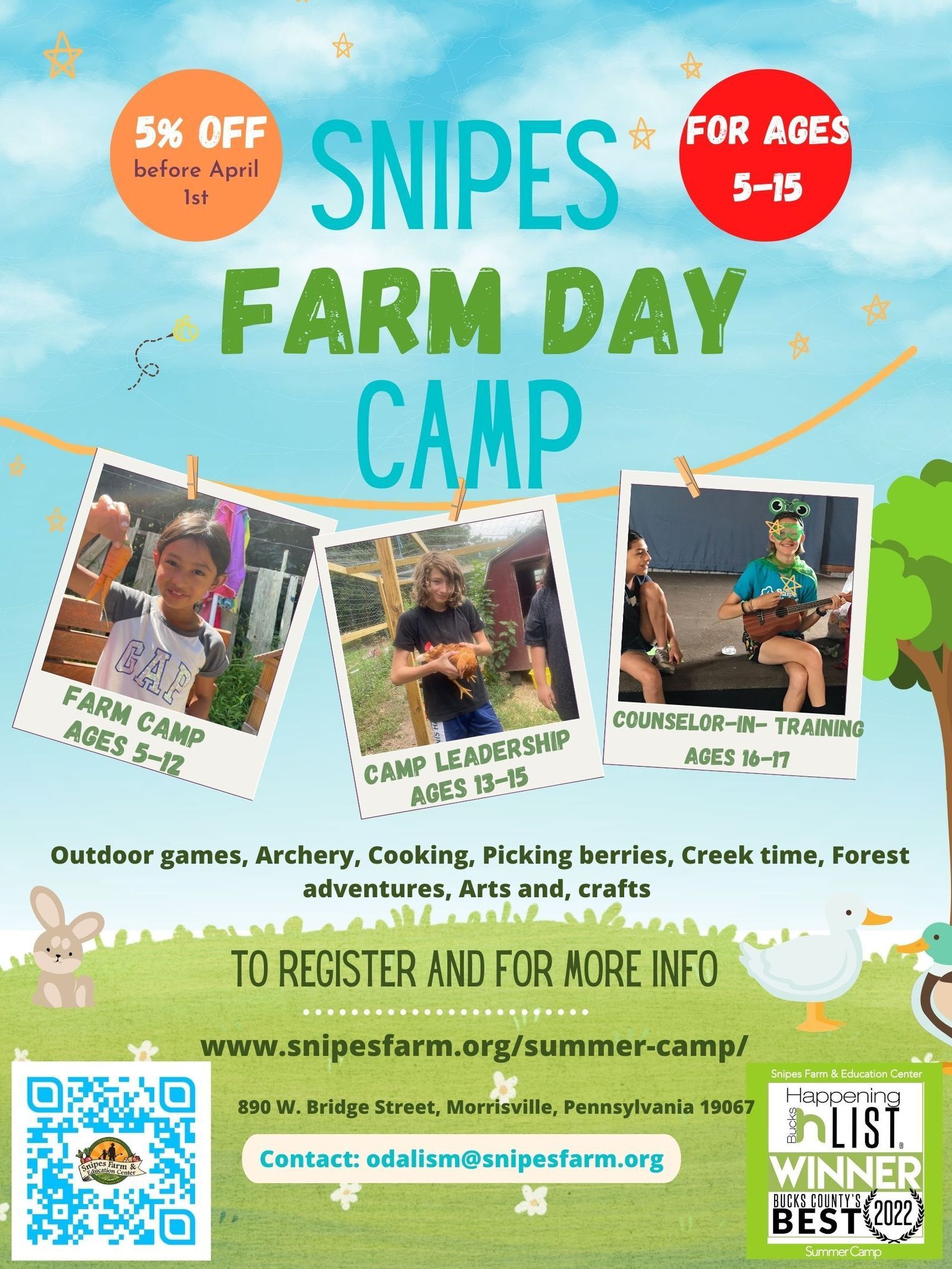 First day of FARM DAY CAMP : Events at Snipes Farm and Education Center