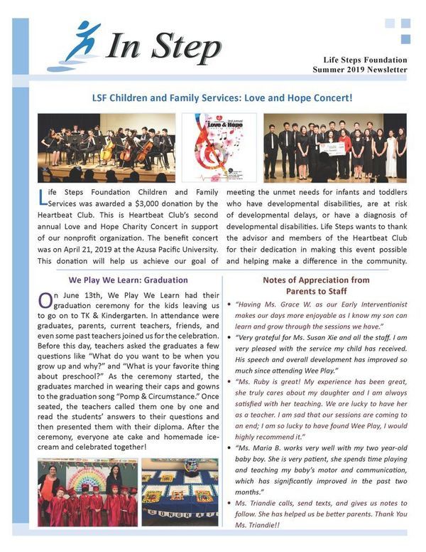 Life Steps Foundation Group Newsletter