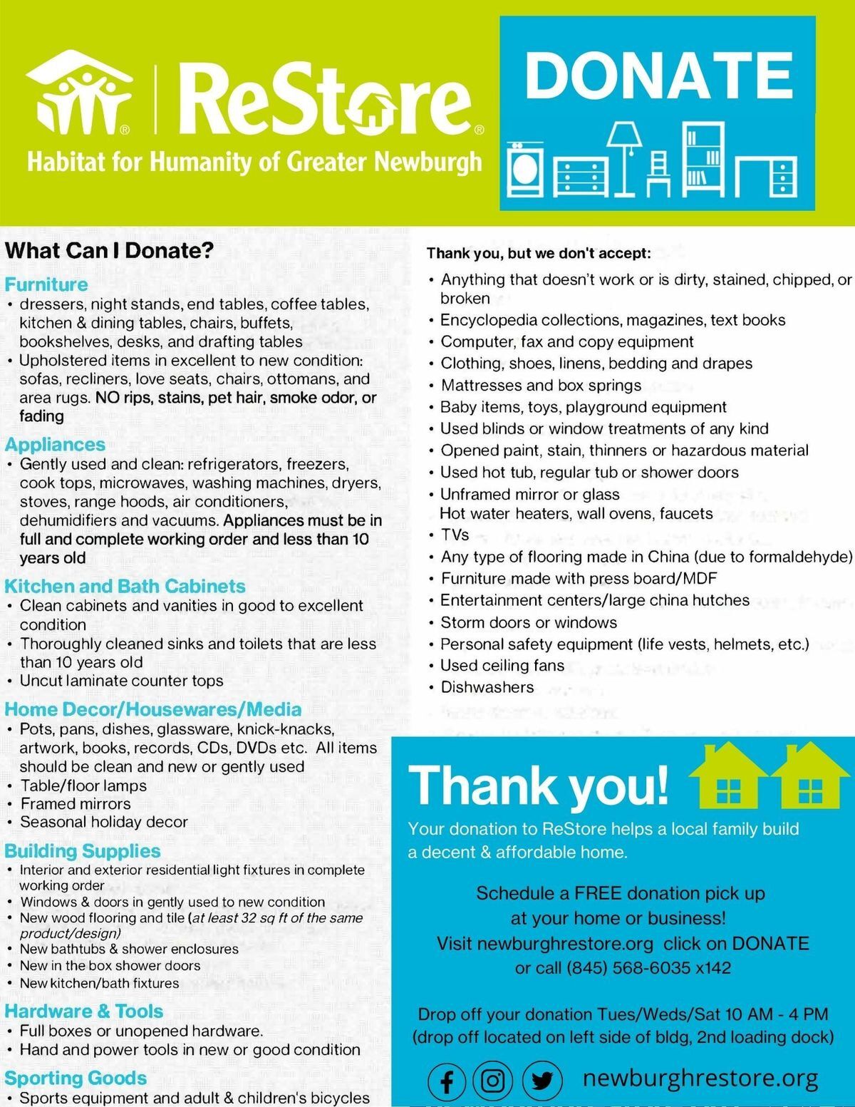 Donate : ReStore : Habitat for Humanity of Greater Newburgh