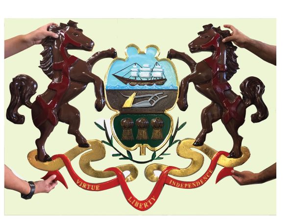 Painted, Wood and Metal 3-D State Seal Wall & Podium Plaques