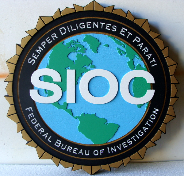 federal government round seals carved wood wall plaques