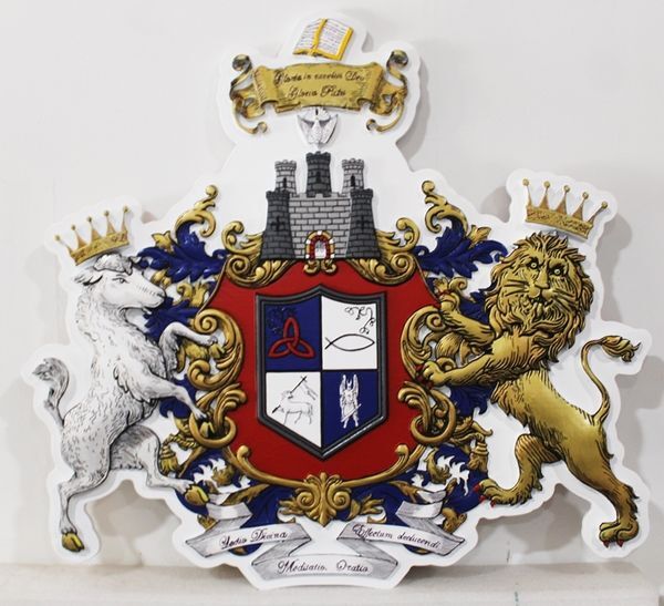 Carved 3-D Wood, Bronze, Brass, Silver or Painted Coat-of-Arms Plaques