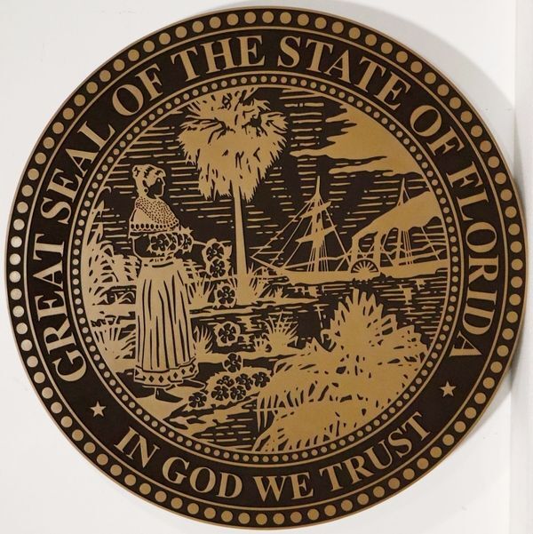 Painted, Wood and Metal 3-D State Seal Wall & Podium Plaques