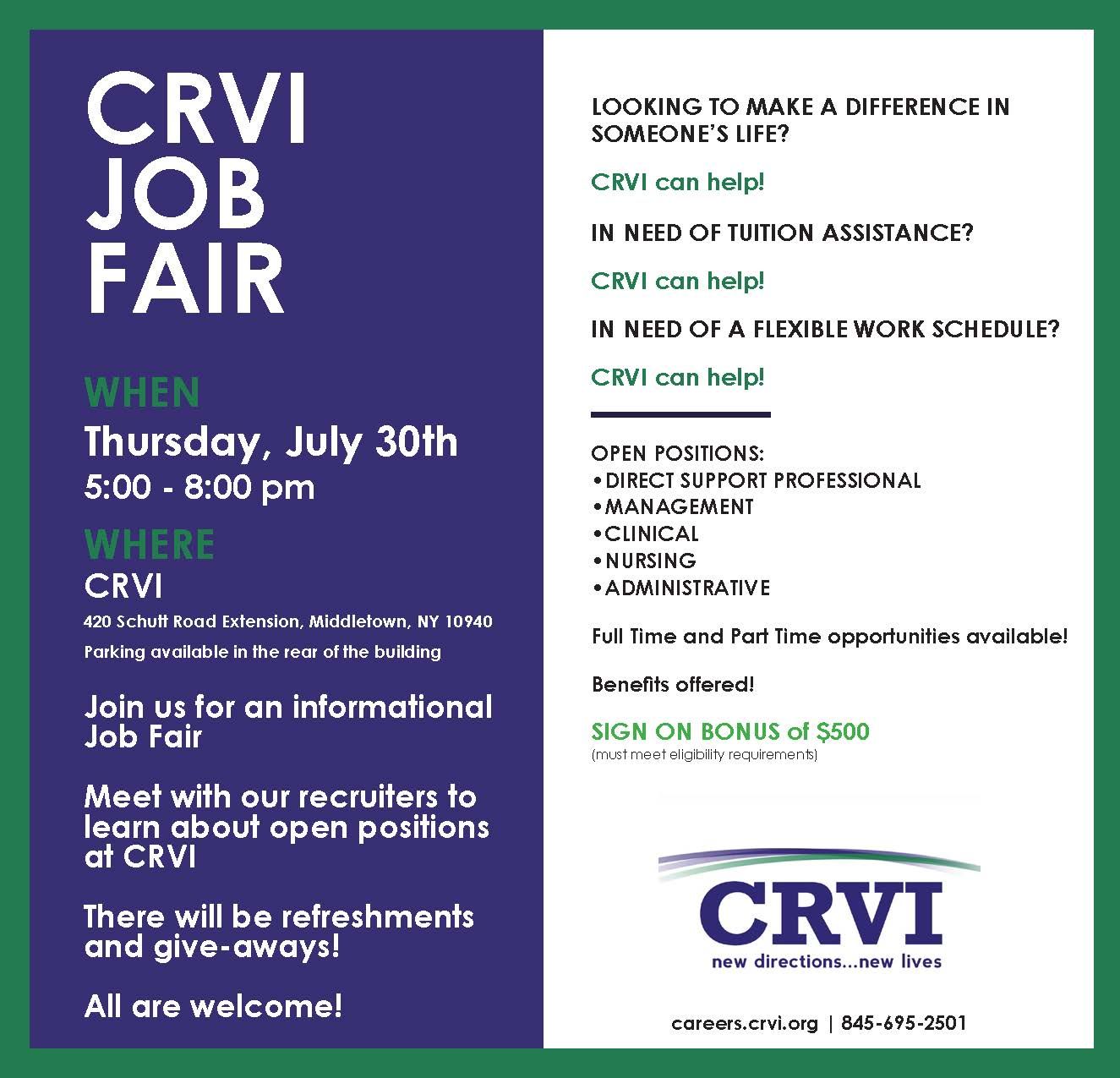 CRVI : Career Opportunities