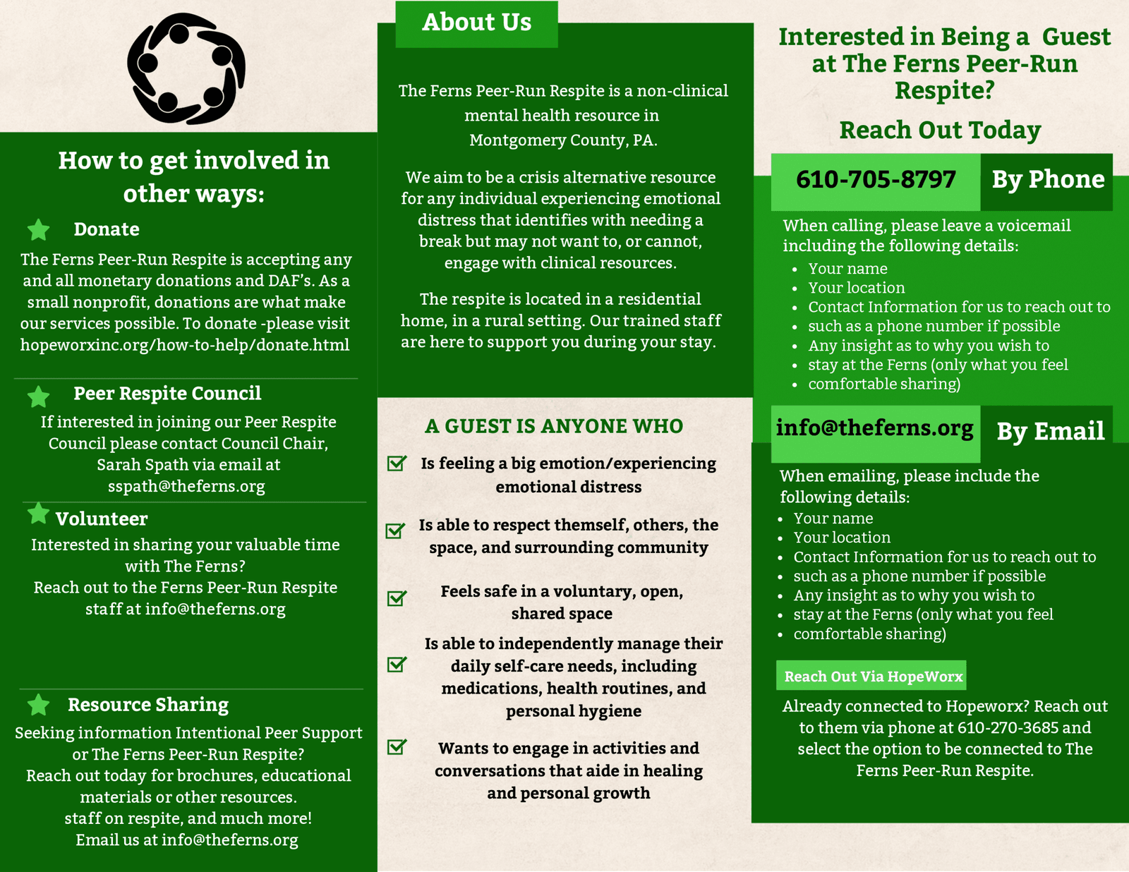 The Ferns Peer Respite. Peer respite in Pennsylvania