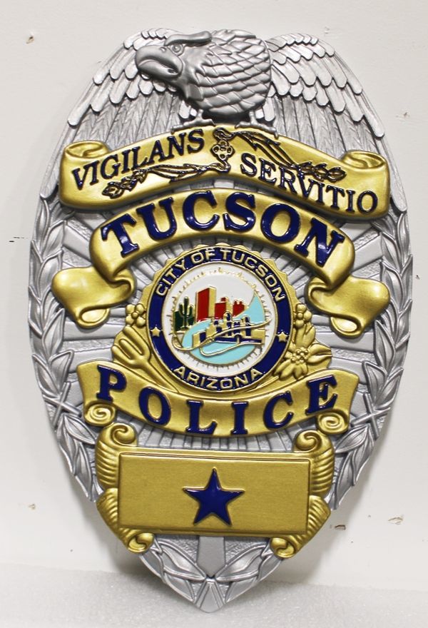 3D Brass,Silver, Painted or Wood Police Badge & Patch Plaques