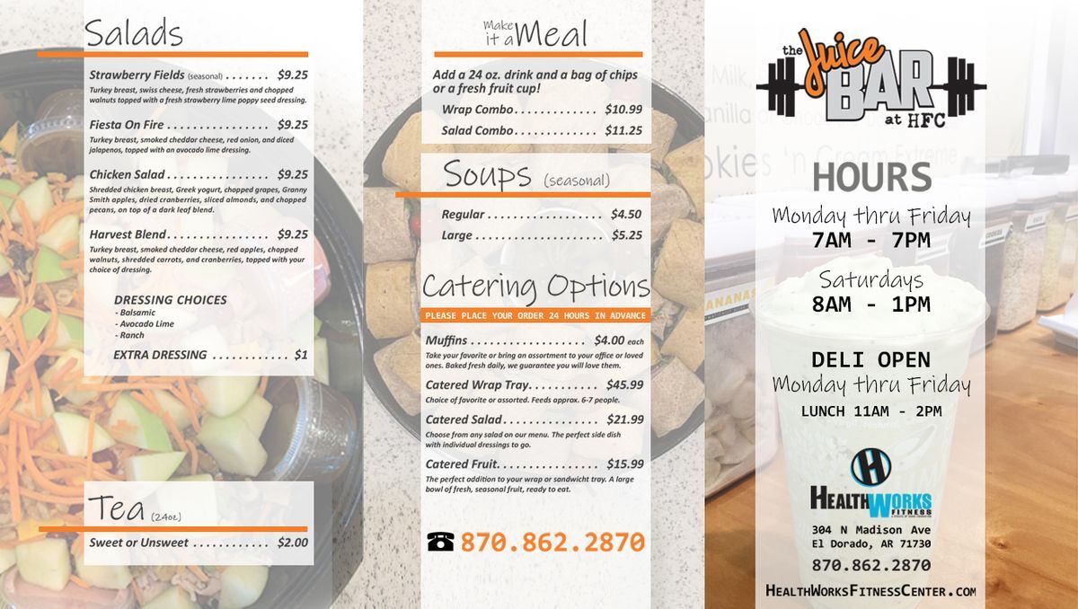 Menu : JuiceBar : HealthWorks Fitness Center