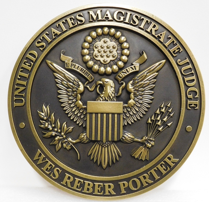 Carved 3-D Wood, Bronze, Brass, Silver or Painted Court Plaques