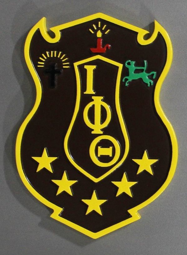 Carved 3-D Wood, Painted, Gold, Silver Fraternity Wall Plaques