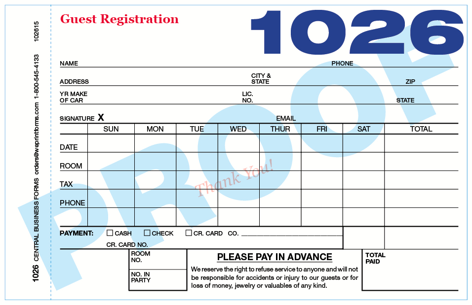 Registration Forms; Guest Registration Forms