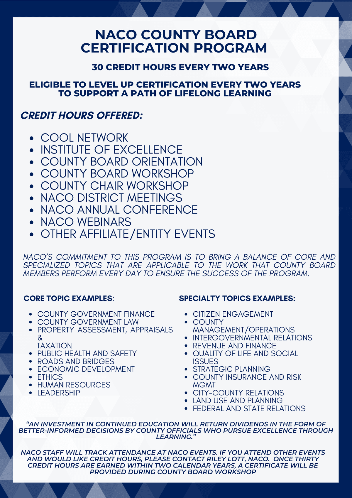 NACO County Board Member Certification : Education : Services ...