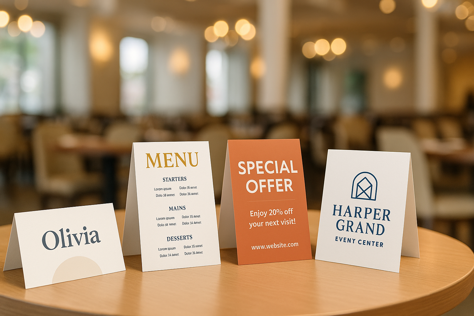 Custom Tent Card Printing | Tabletop Displays & Signage