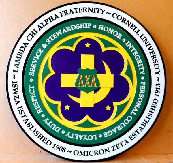 Carved 3-D Wood, Painted, Gold, Silver Fraternity Wall Plaques