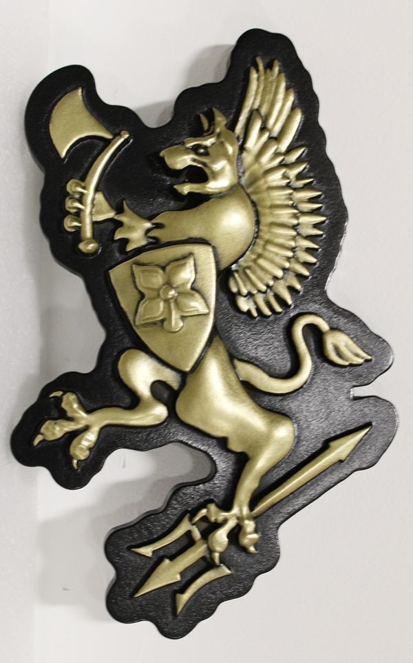 Carved 3-D Wood, Bronze, Brass, Silver or Painted Coat-of-Arms Plaques