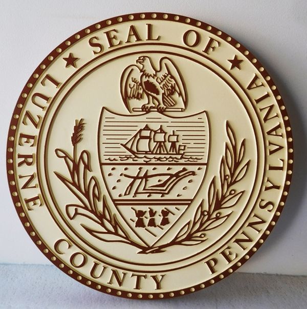 Painted, Wood and Metal 3-D State Seal Wall & Podium Plaques