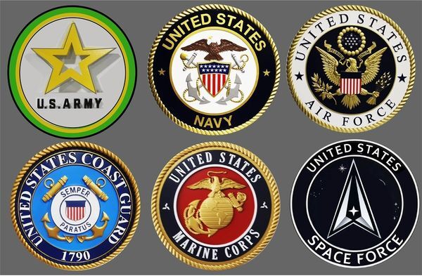 Carved 3D Painted, Wood, Bronze, Brass, Silver Military Plaques