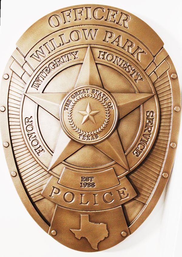 3D Brass,Silver, Painted or Wood Police Badge & Patch Plaques