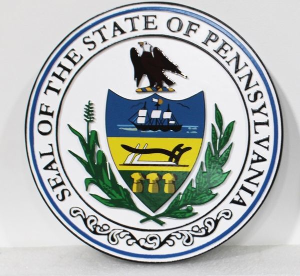 Painted, Wood and Metal 3-D State Seal Wall & Podium Plaques