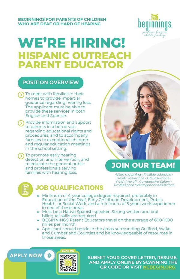 Now Hiring: Hispanic Outreach Parent Educator : Newsroom : News & Events : NC Beginnings