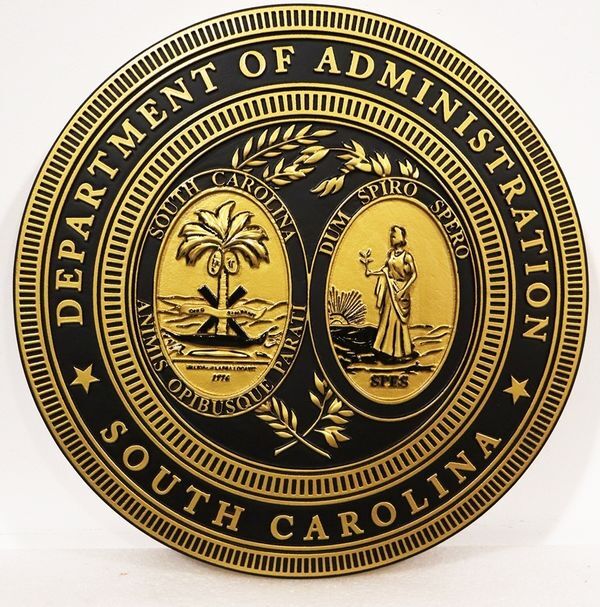 Painted, Wood and Metal 3-D State Seal Wall & Podium Plaques