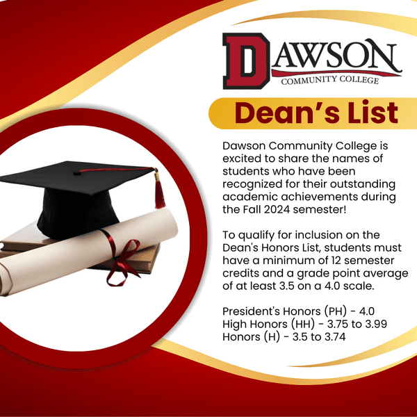 Fall 2024 Dean's List : Newsroom : News & Events : Dawson Community College