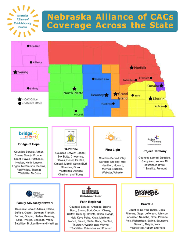 County Coverage Map : CAC Information : Nebraska Alliance of Child ...