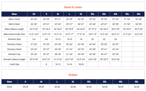 Size Charts By Brand