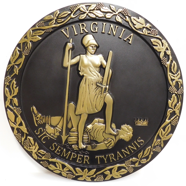 Painted, Wood and Metal 3-D State Seal Wall & Podium Plaques