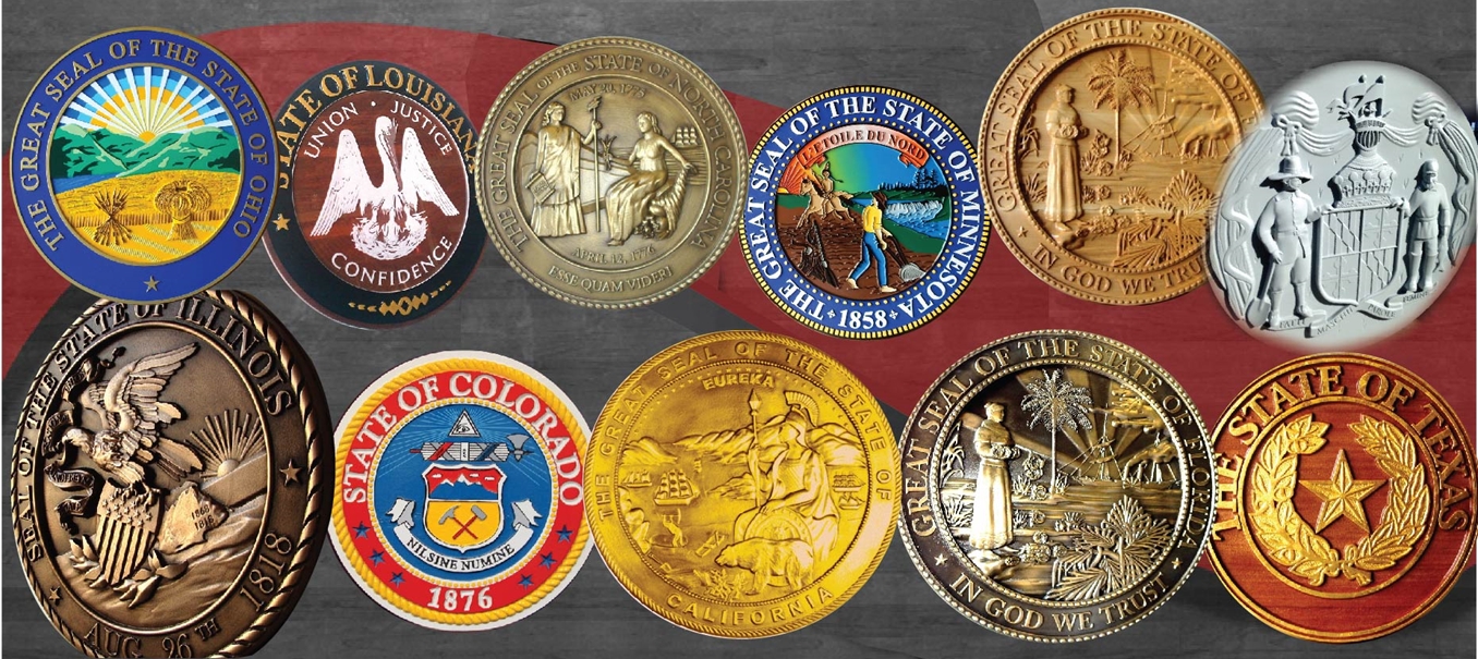 State seal and state government executive, legislative and judicial ...