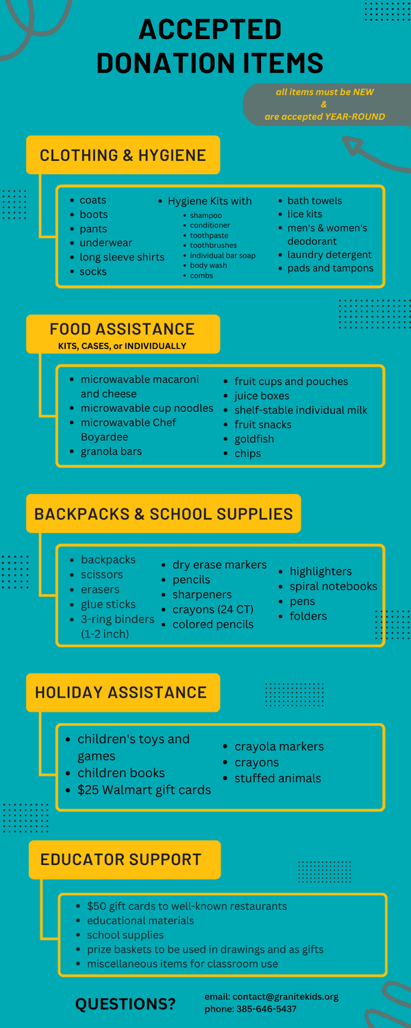 Donate Items to Schools in Salt Lake City