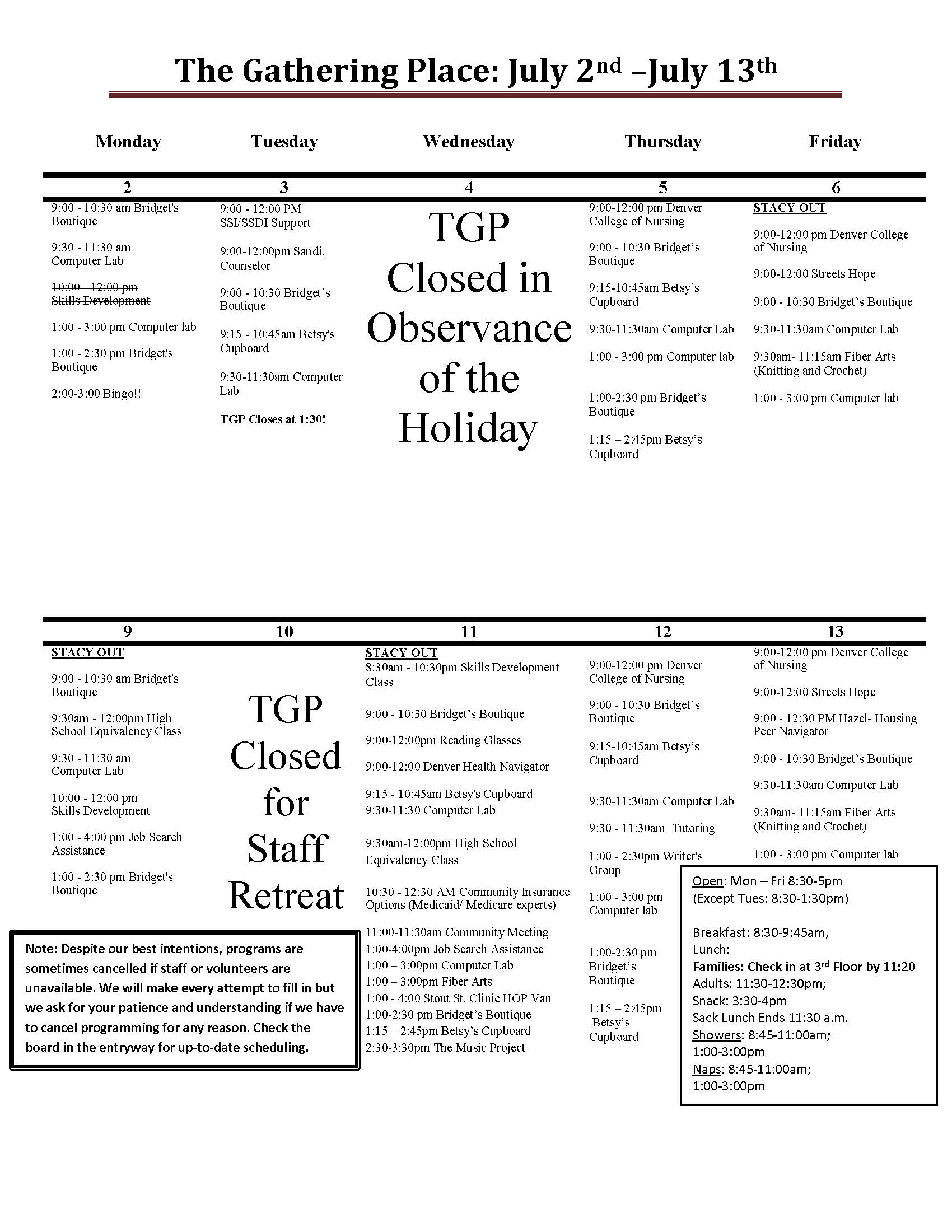 If You Need Help | The Gathering Place