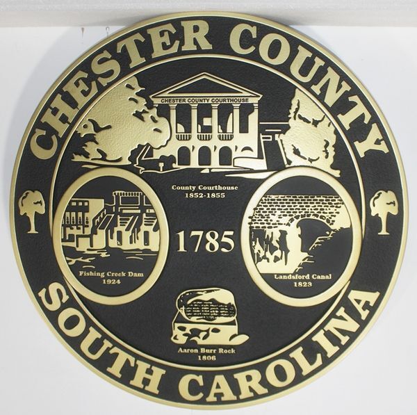 Painted, Wood & Metal 3-D County Seal Wall & Podium Plaques