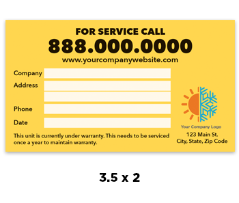 HVAC Service Labels | Maintenance Labels | HVAC Stickers