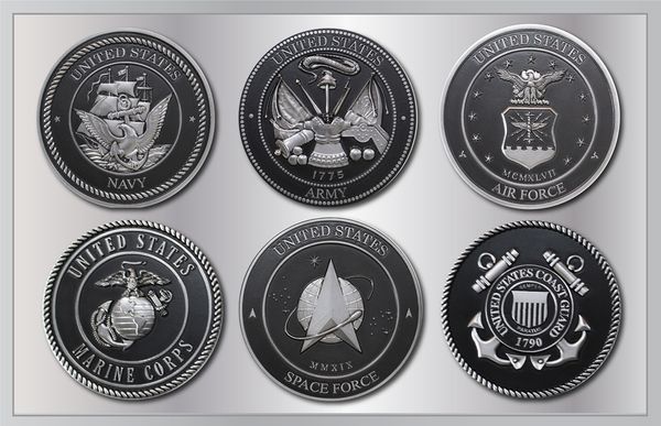 Carved 3D Painted, Wood, Bronze, Brass, Silver Military Plaques