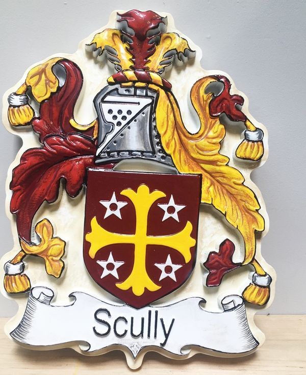Carved 3-D Wood, Bronze, Brass, Silver or Painted Coat-of-Arms Plaques