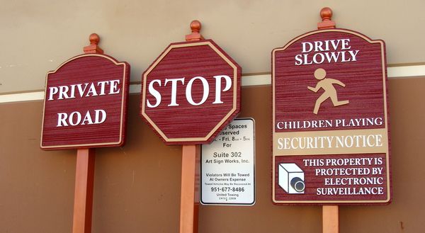 Custom Wood Street, Traffic and Parking Signs