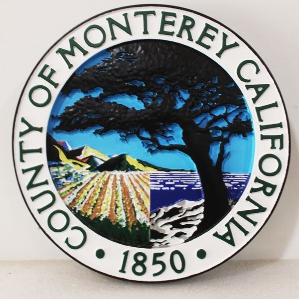 Painted, Wood & Metal 3-D County Seal Wall & Podium Plaques