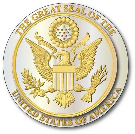 federal government round seals carved wood wall plaques