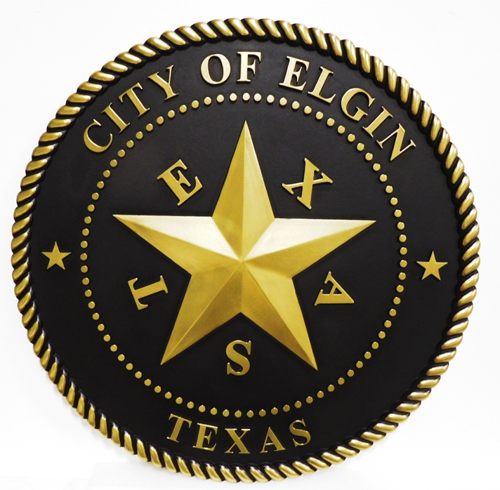 Painted, Wood & Metal 3-D City Seal Wall & Podium Plaques