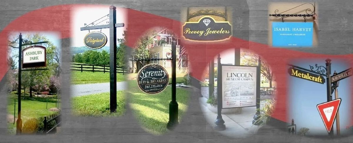 Art SignWorks Wrought Iron Scroll Brackets & Posts for Signs