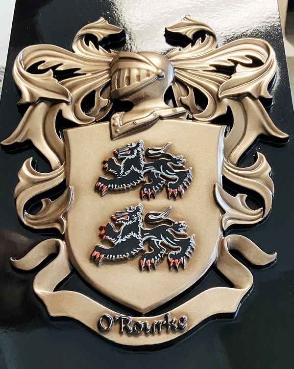 Carved 3-D Wood, Bronze, Brass, Silver or Painted Coat-of-Arms Plaques