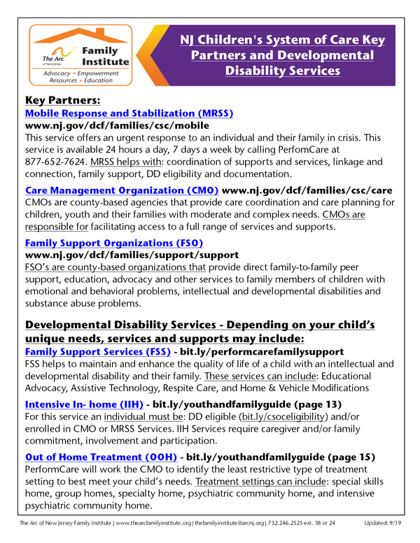 Fact Sheets : Resources : The Arc of New Jersey Family Institute