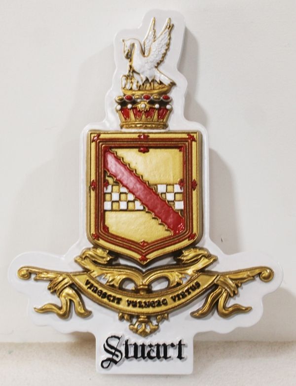 Carved 3-D Wood, Bronze, Brass, Silver or Painted Coat-of-Arms Plaques