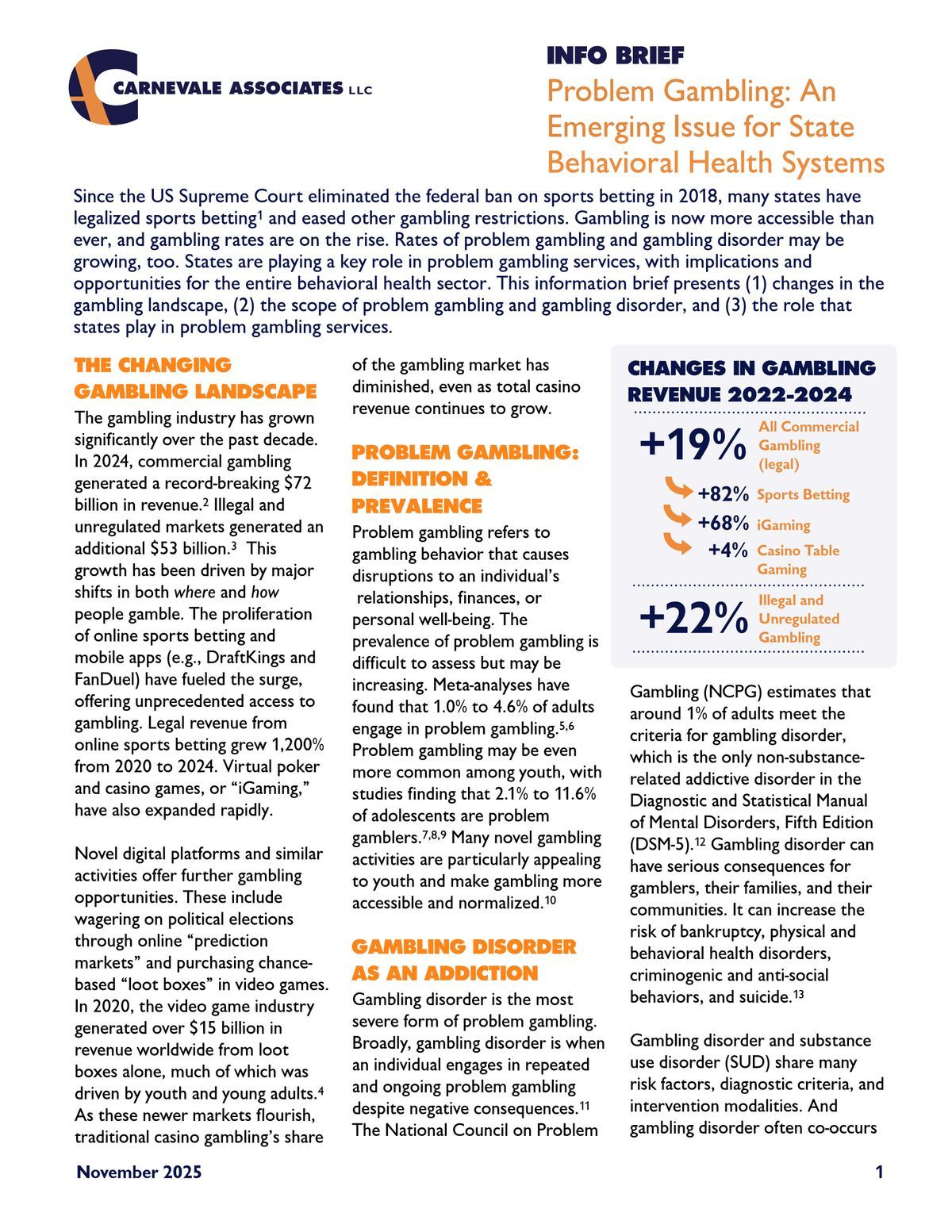 Problem Gambling: An Emerging Issue for State Behavioral Health Systems