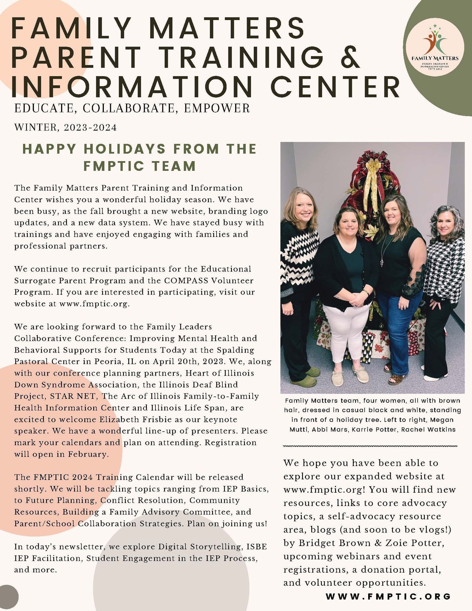 Newsletter : Resources : What We Do : Family Matters PTIC