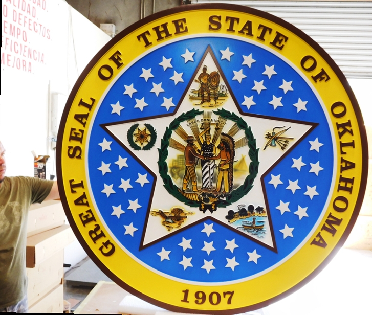 Painted, Wood and Metal 3-D State Seal Wall & Podium Plaques