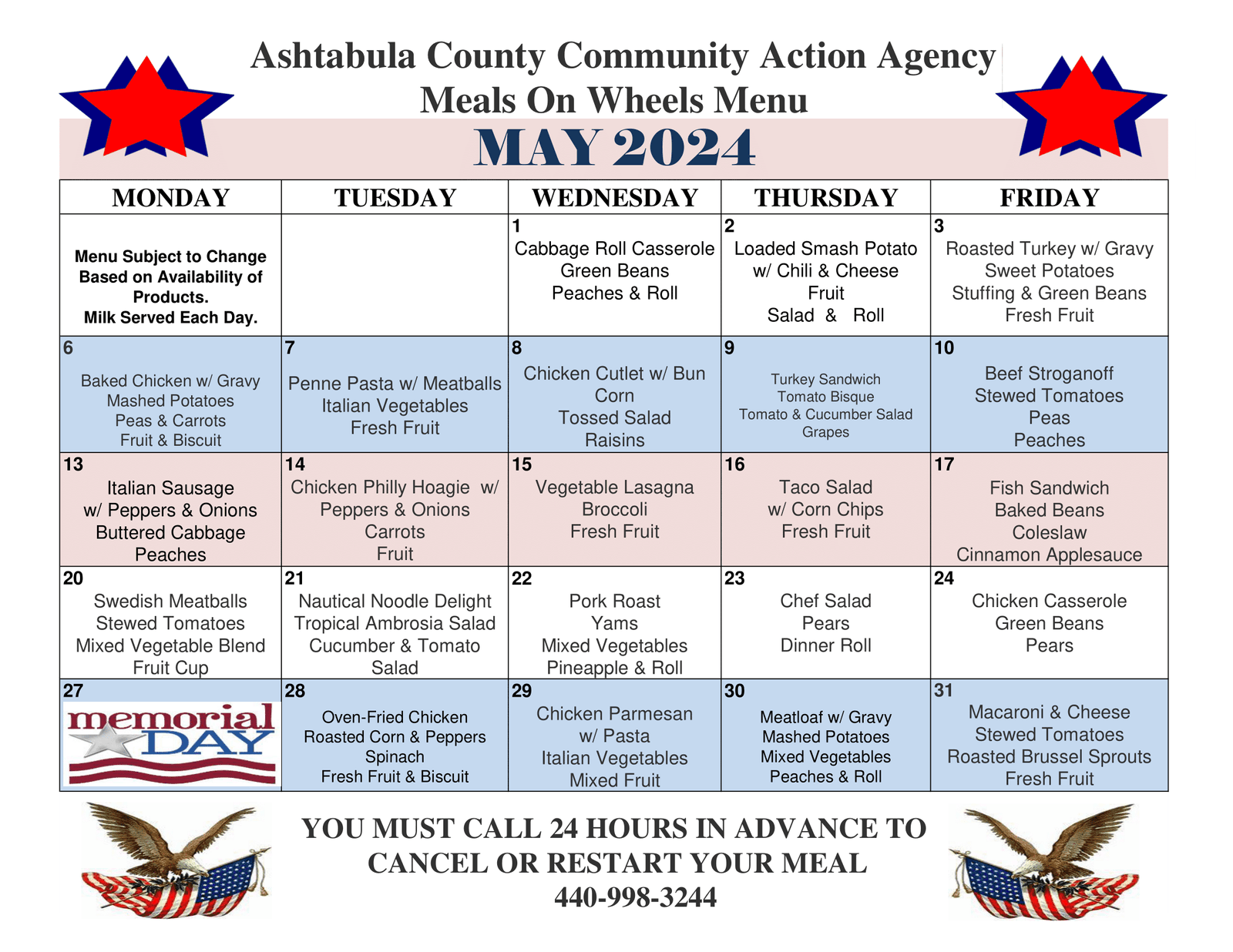 Menu : Senior Nutrition Program : Nutrition : Get Help : Ashtabula ...