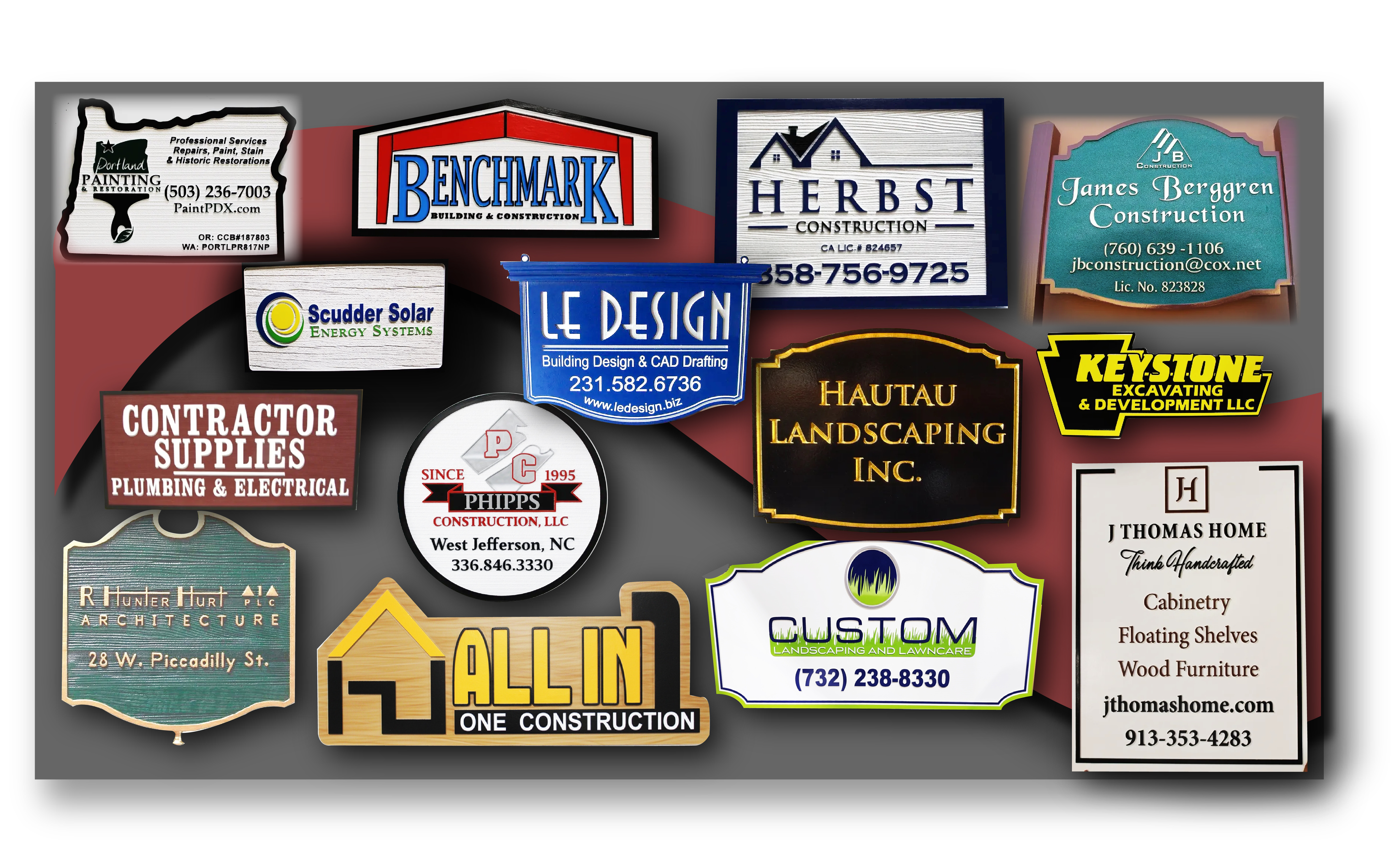 Signs for the building construction contractors